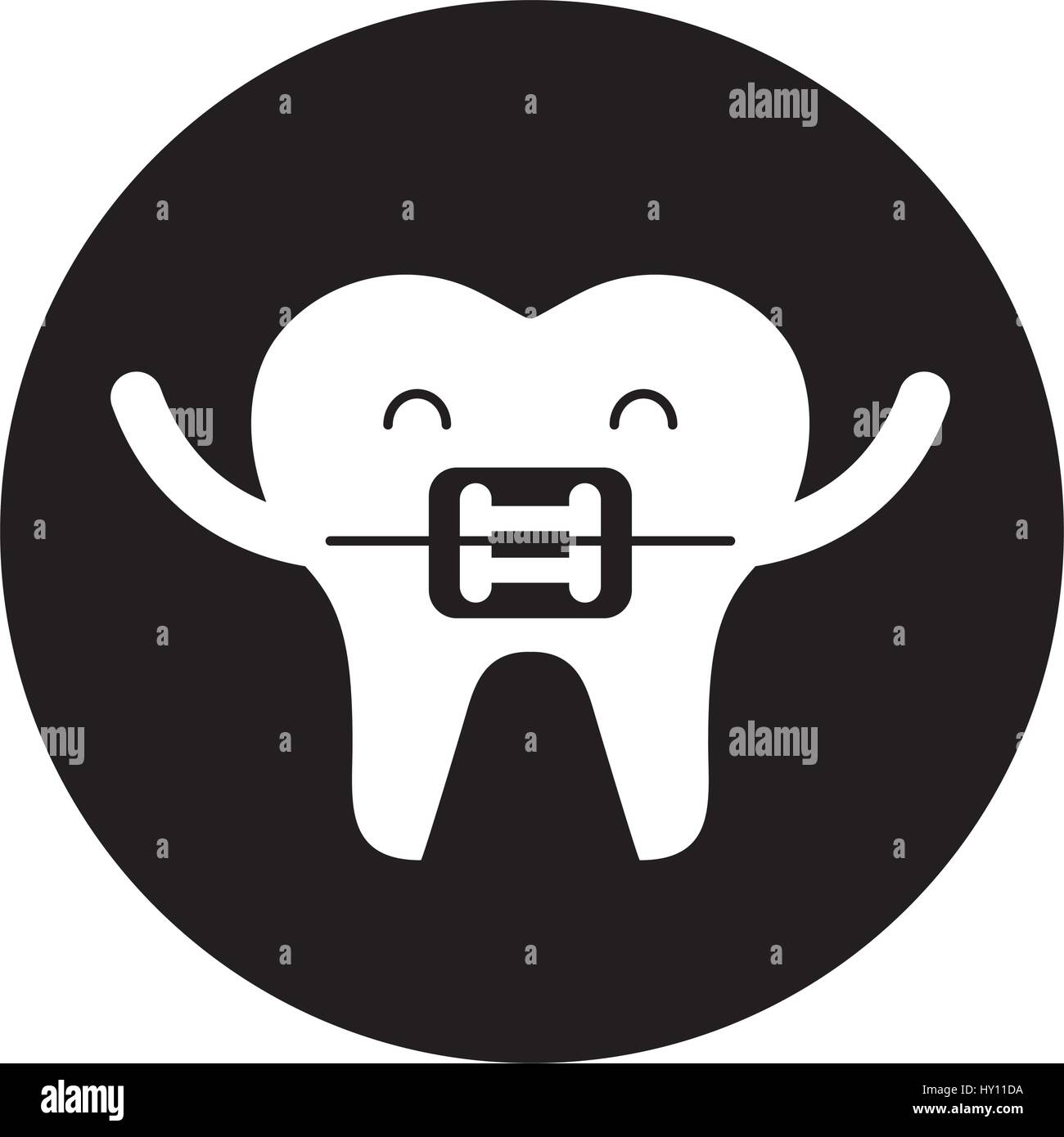 tooth with Orthodontic bracket character icon Stock Vector Image & Art ...