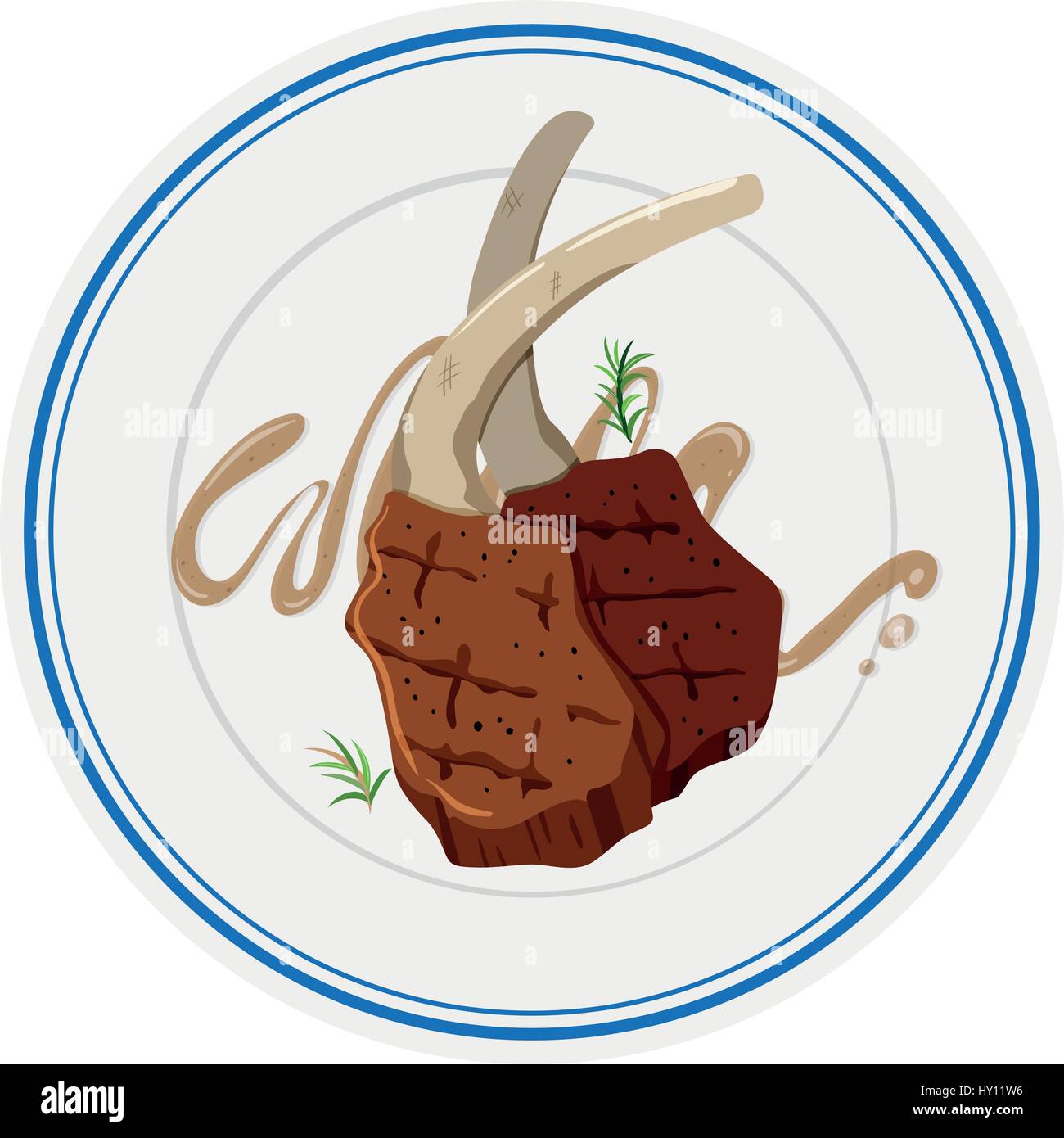 Lamb chop with gravy sauce illustration Stock Vector Image & Art - Alamy
