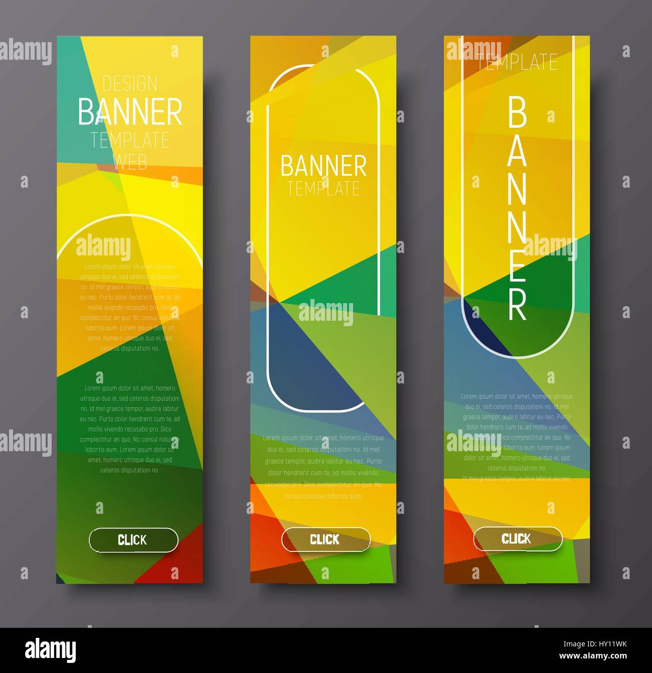 Set of vertical web banners with abstract colorful polygonal background ...
