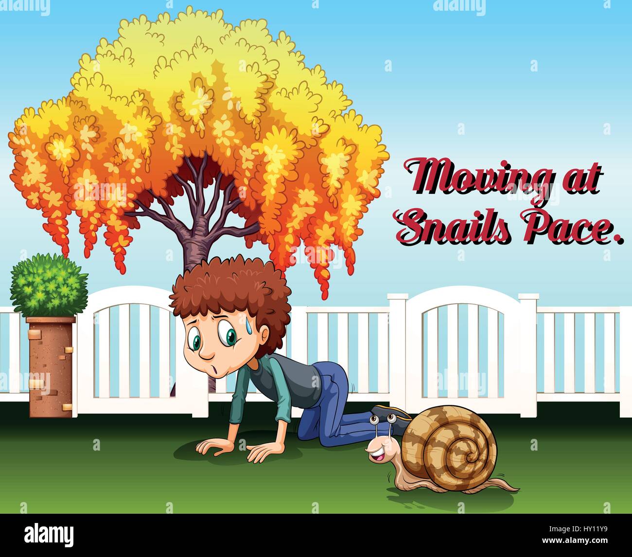 Idiom expression for moving at snails pace illustration Stock Vector ...