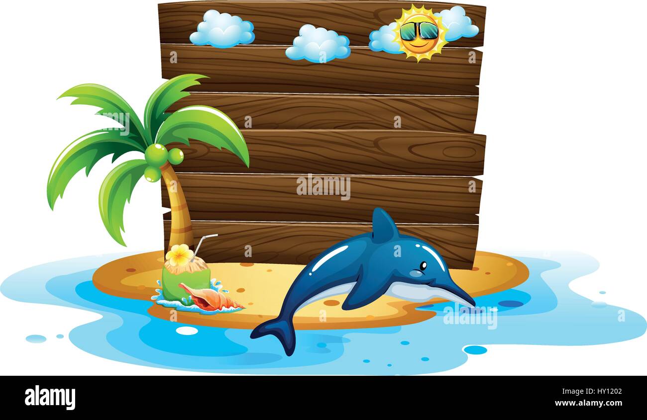 Board template with dolphin in ocean illustration Stock Vector Image ...