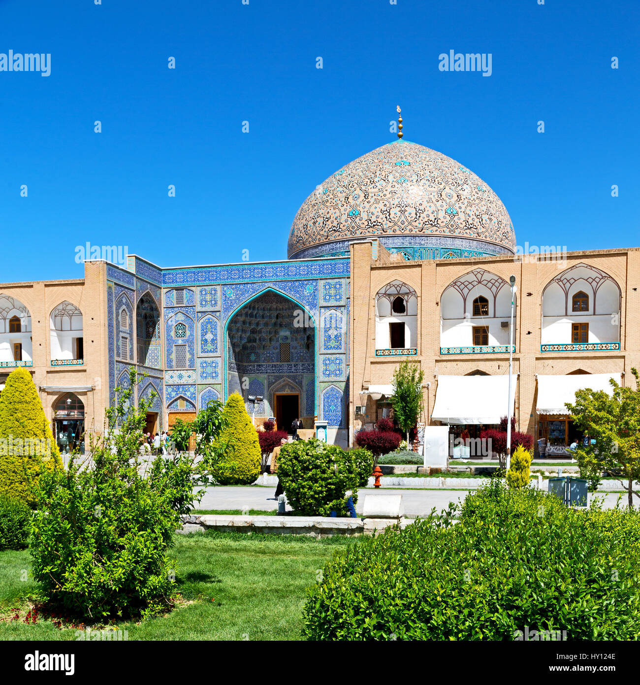 blur in iran the old square of isfahan prople garden tree heritage ...