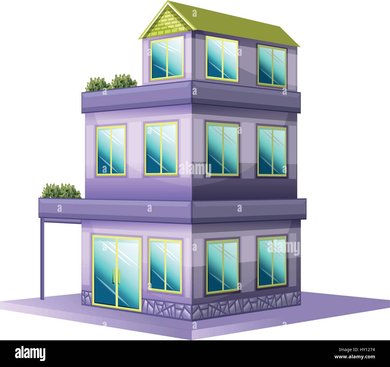 Three storey house painted in purple illustration Stock Vector Image ...