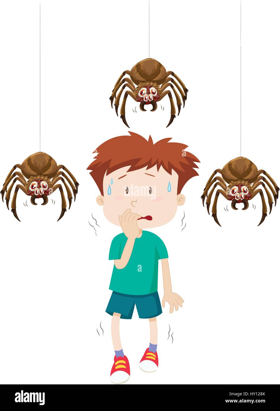 Scared kid with spiders Stock Vector Images - Alamy