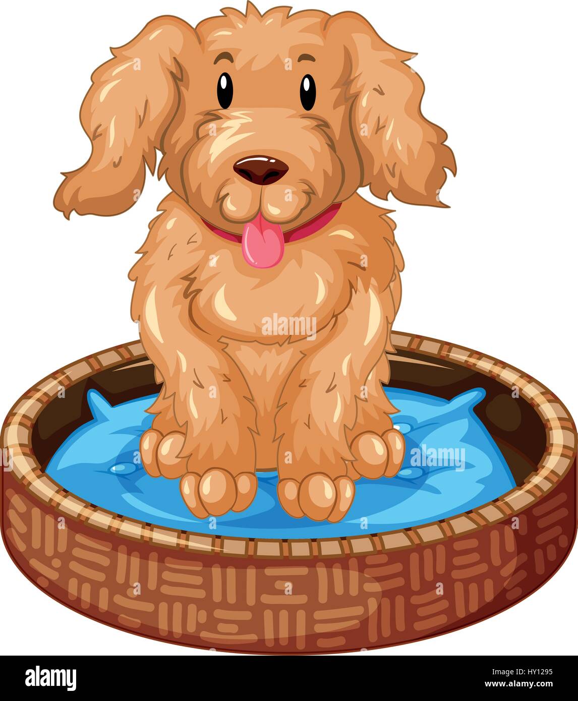 Little puppy in basket illustration Stock Vector Image & Art - Alamy