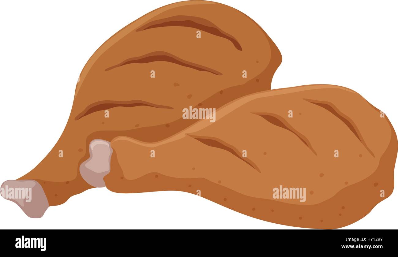 Grilled chicken drumsticks on white background illustration Stock ...