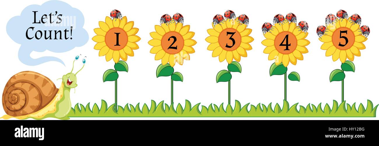 Counting numbers on sunflowers illustration Stock Vector Image & Art ...