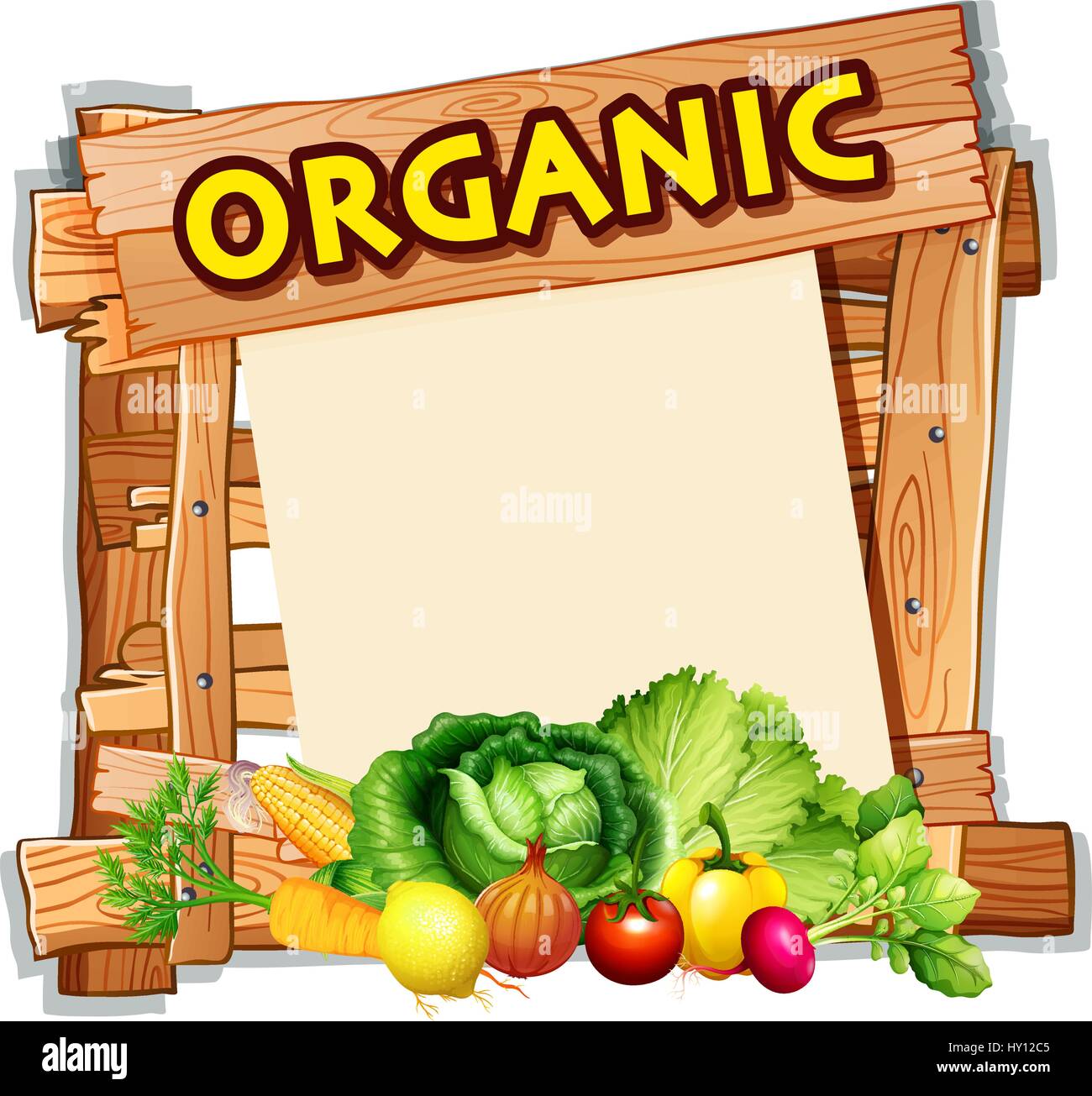 Organic sign with many vegetables illustration Stock Vector Image & Art ...