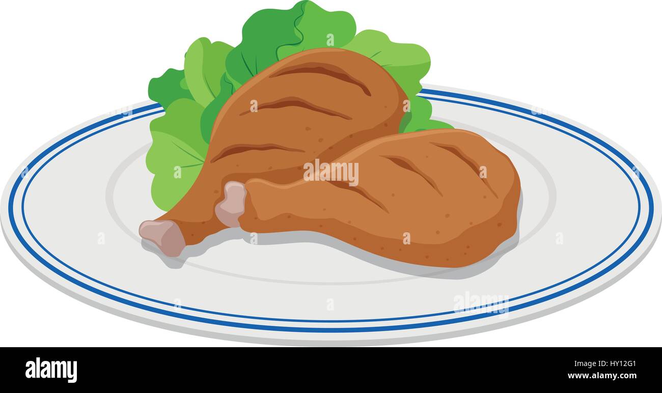 Fresh cooked chicken on plate meat Stock Vector Images - Alamy