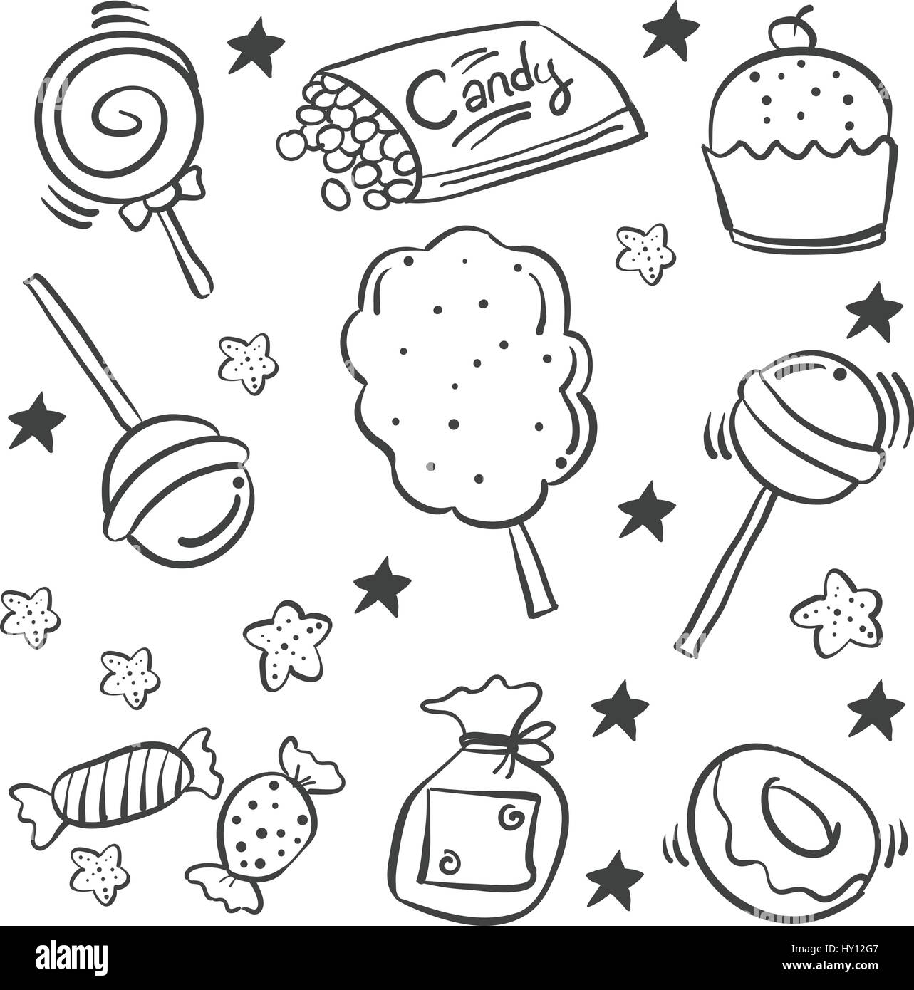 Various candy sketch of doodle style Stock Vector Image & Art - Alamy