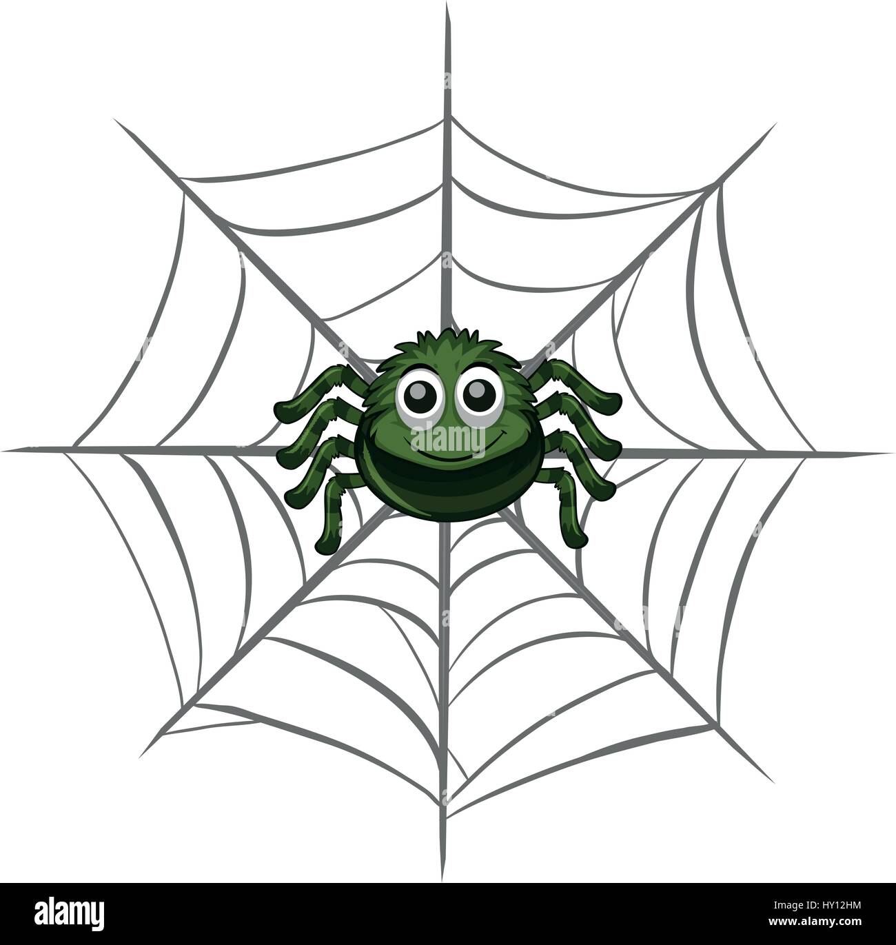 Green spider on web illustration Stock Vector Image & Art - Alamy