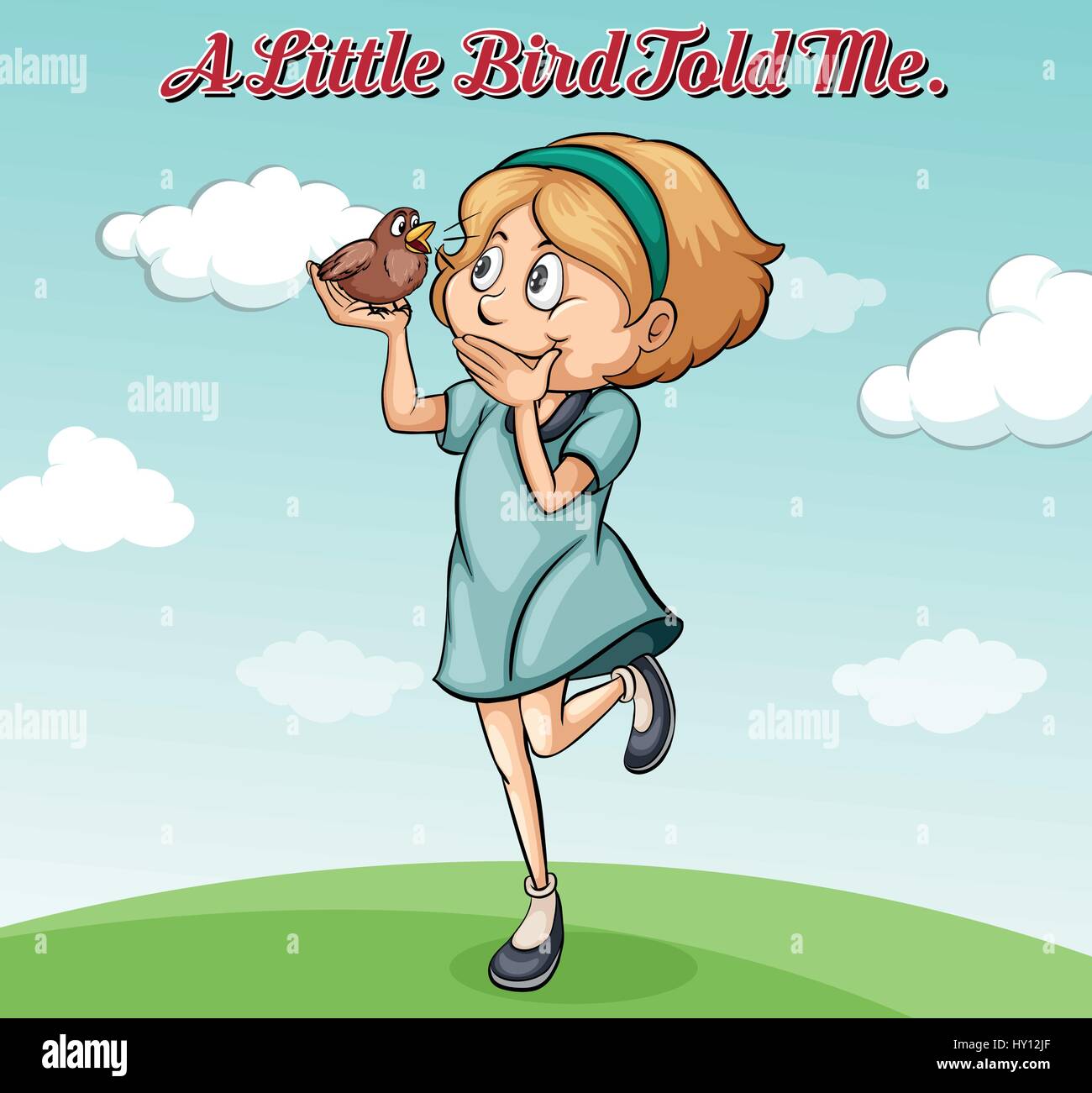 Idiom expression for little bird told me illustration Stock Vector ...