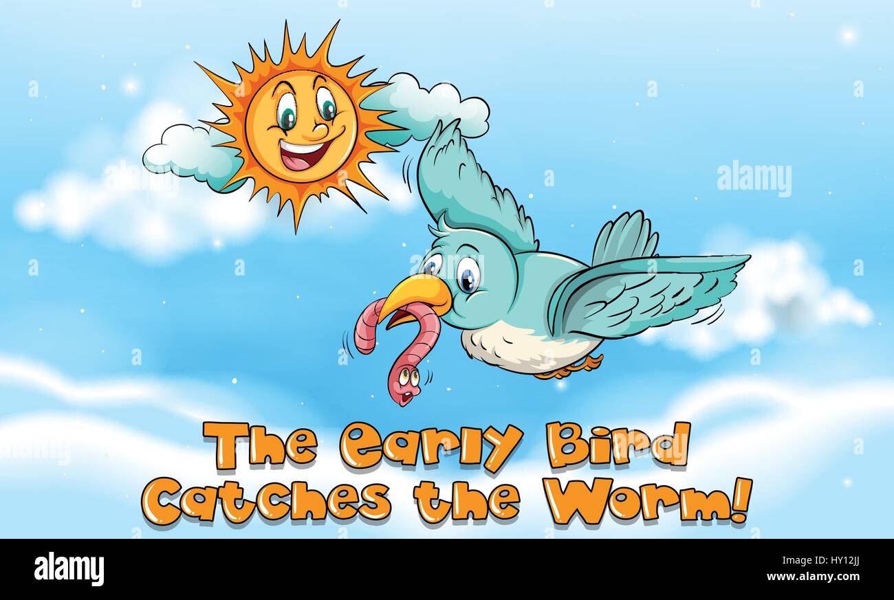 Early bird catch the worm Stock Vector Images - Alamy