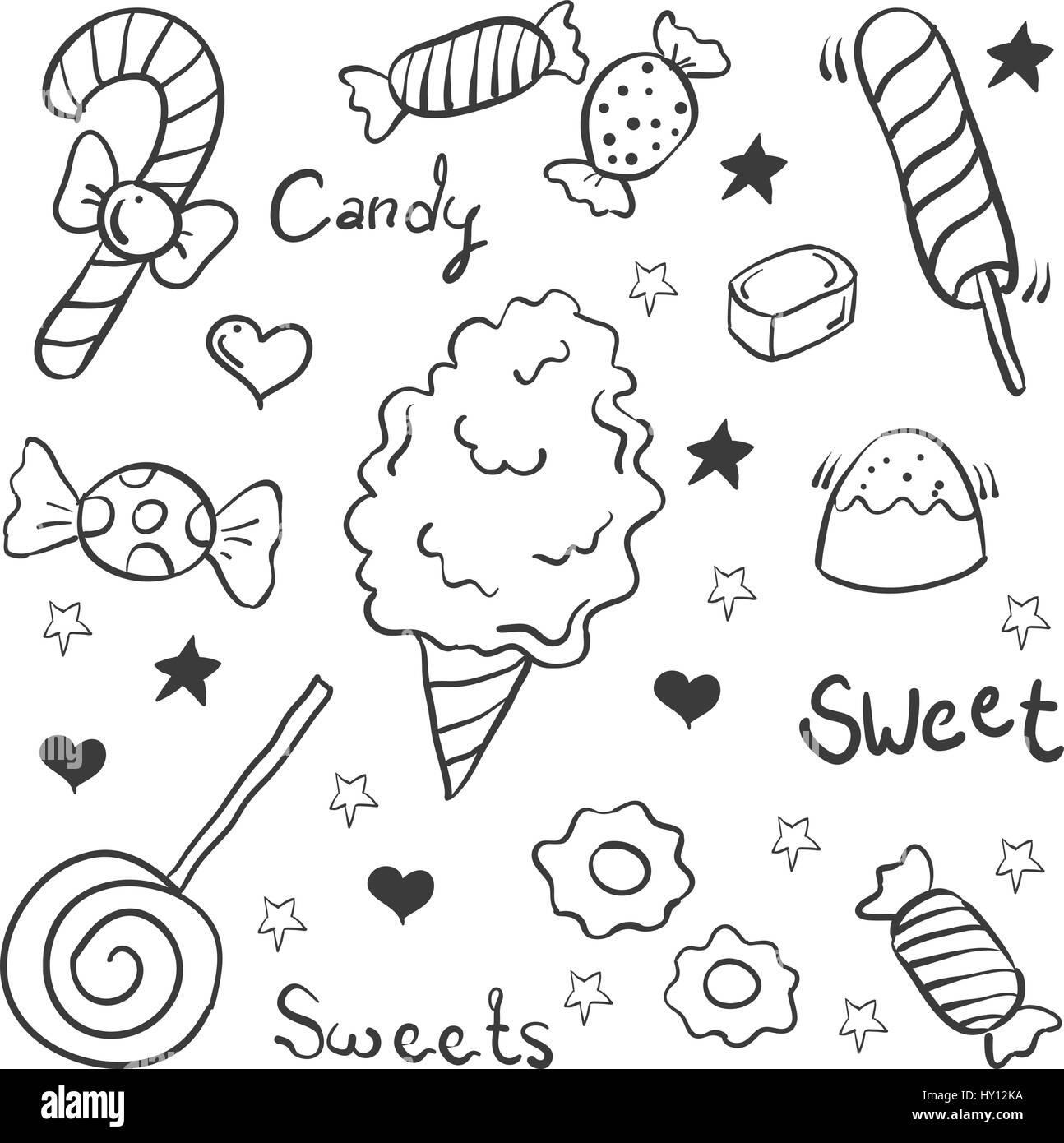 Doodle of candy various object Stock Vector Image & Art - Alamy