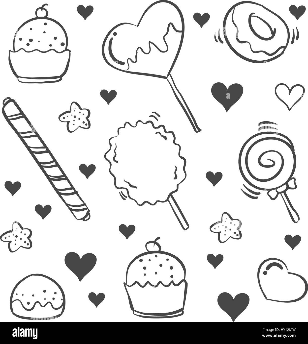 Doodle candy various hand draw hi-res stock photography and images - Alamy