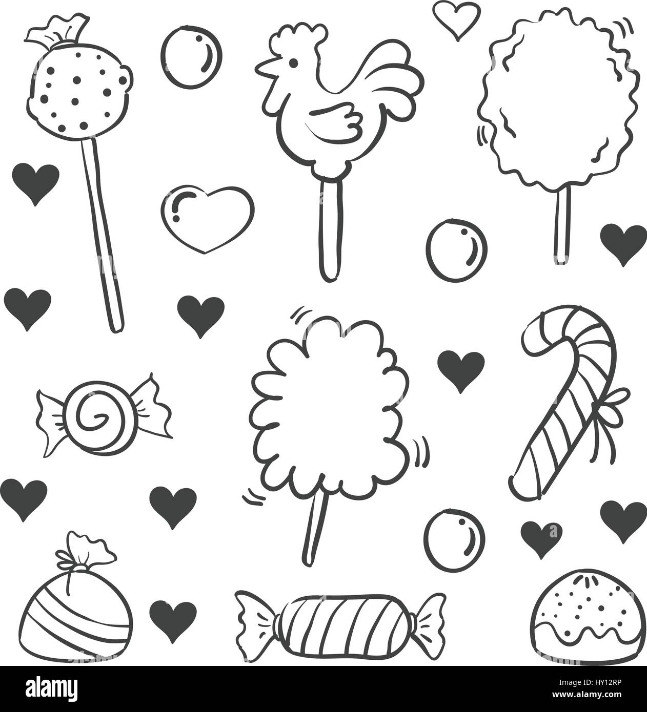 Doodle of candy sweet sketch collection Stock Vector Image & Art - Alamy