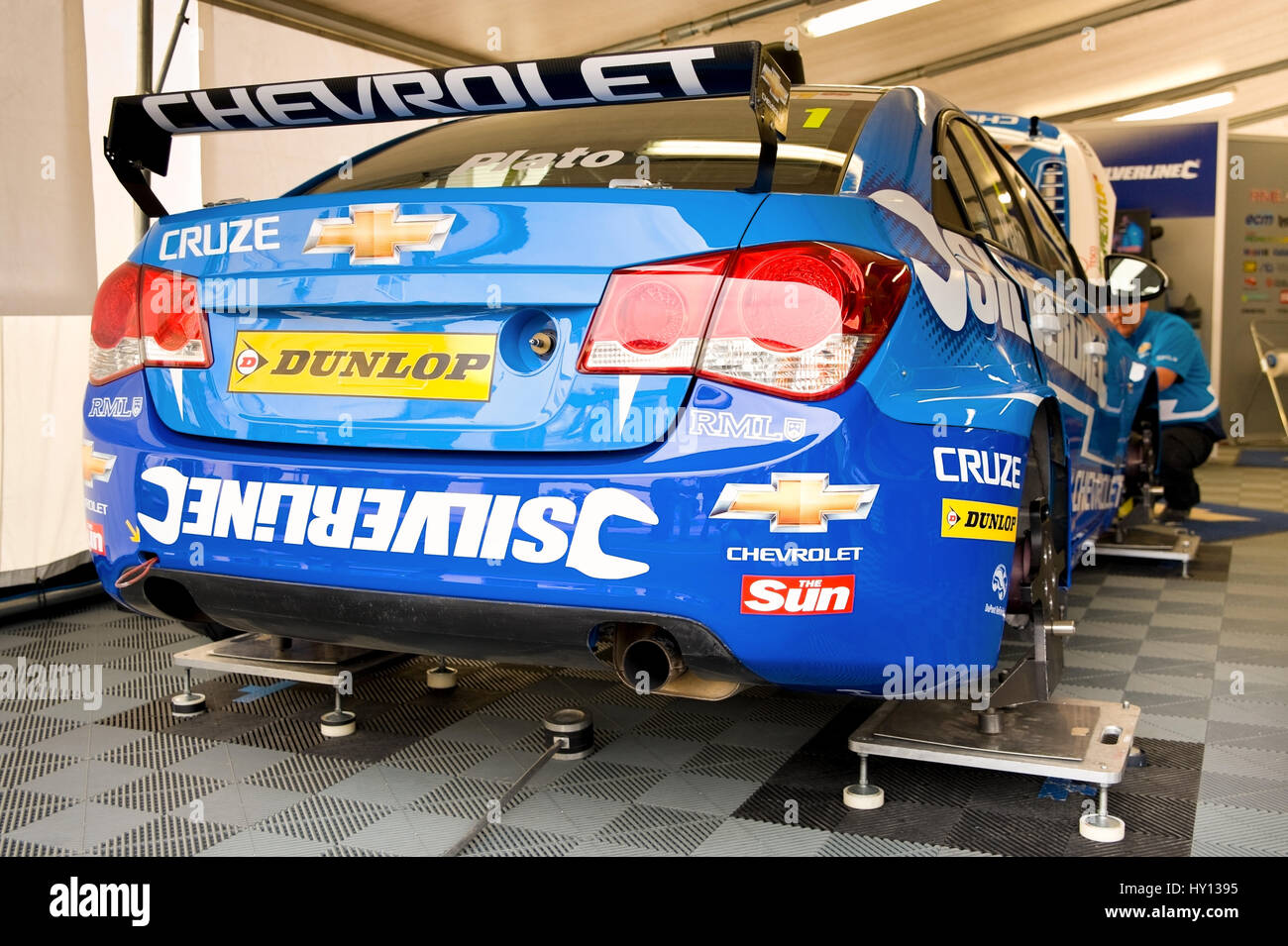 Thruxton, UK - May 1, 2011: Silverline Chevrolet driven by Jason Plato ...