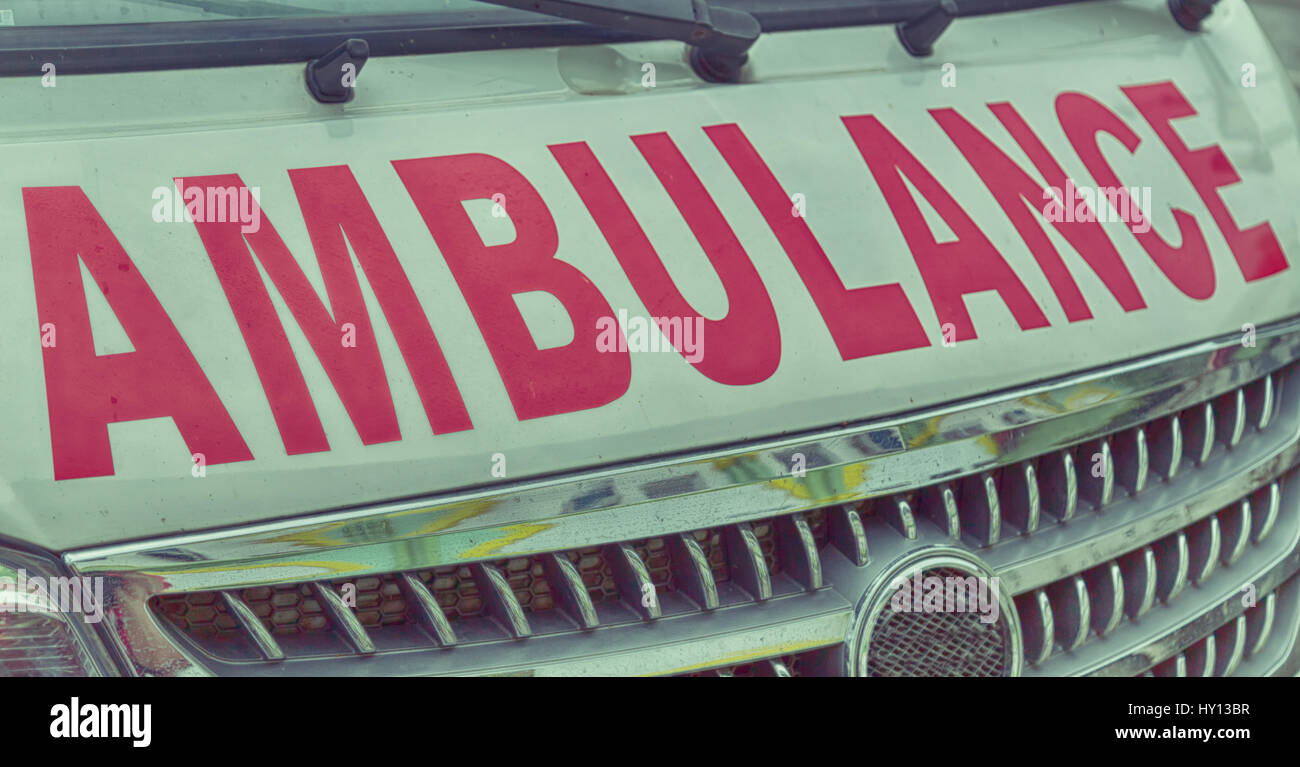 in philippines old dirty bonnet of an ambulance concept of medical care ...