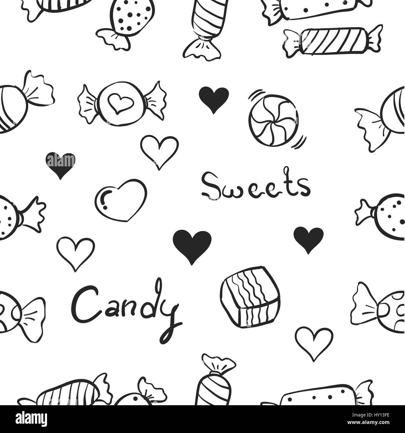 Vector illustration of sweet candy doodles Stock Vector Image & Art - Alamy