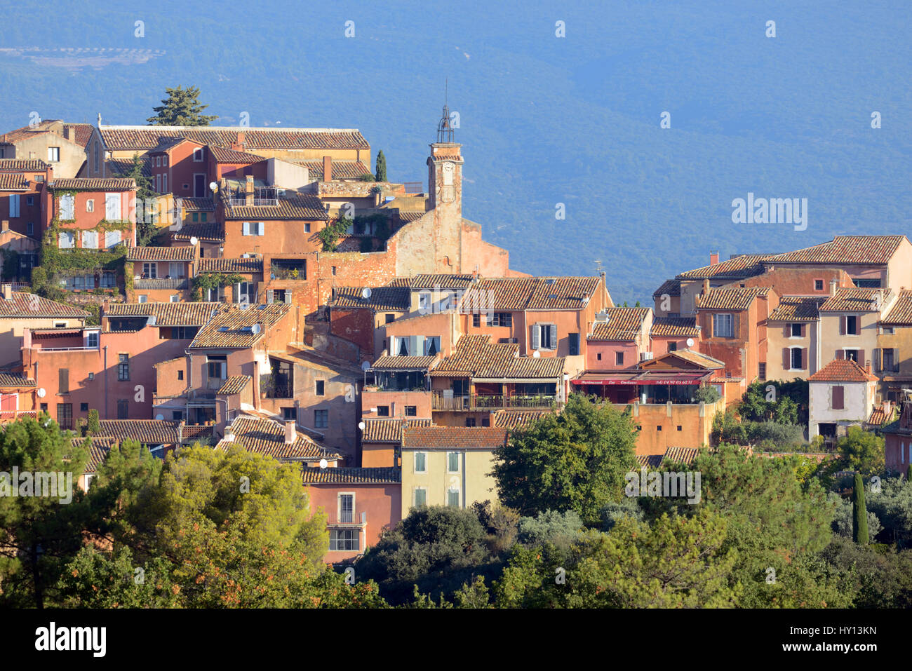 View of the Village of Roussillon in the Luberon Regional Park Vaucluse ...