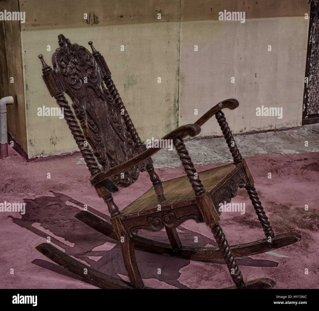in philippines old dirty terrace whith rocking chair empty Stock Photo ...