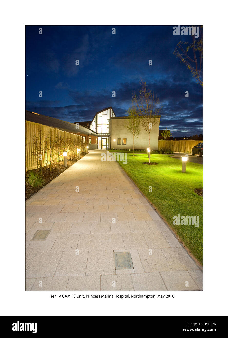 Night view of building with lighting Stock Photo - Alamy