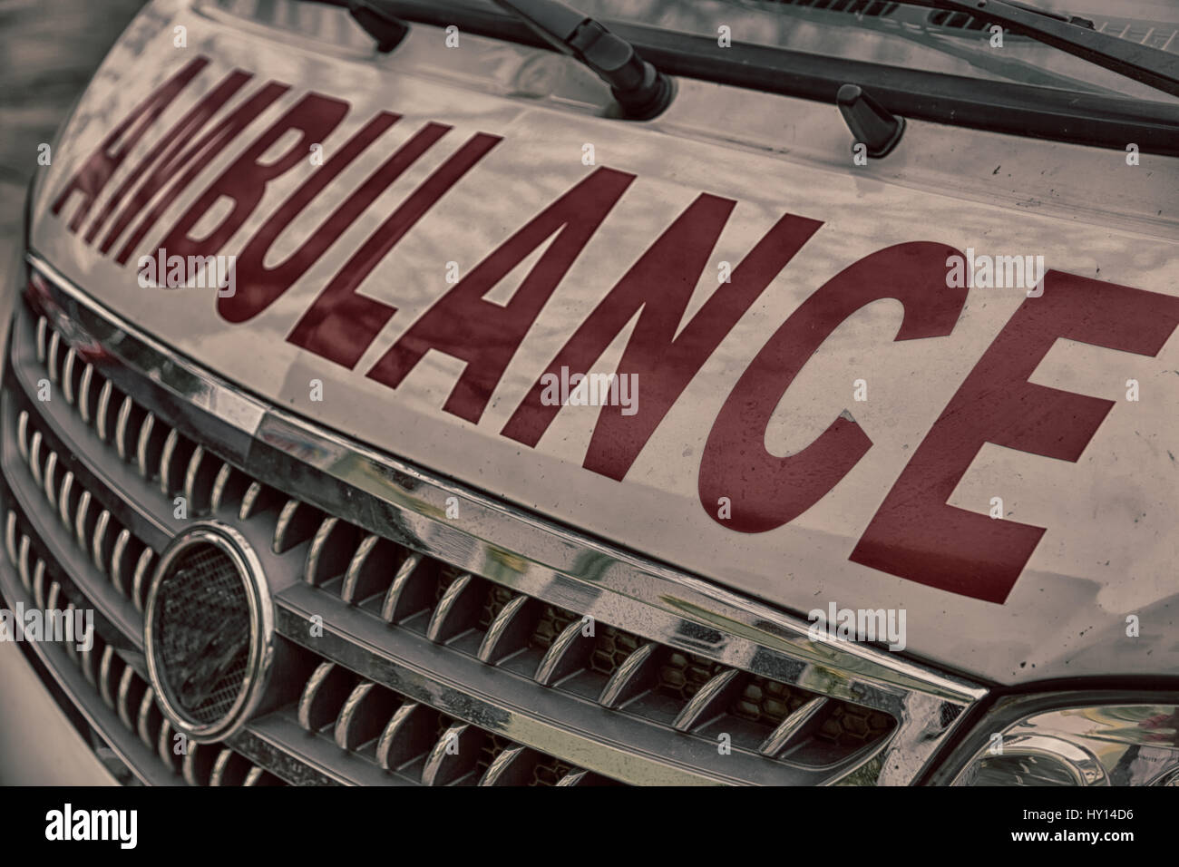 in philippines old dirty bonnet of an ambulance concept of medical care ...