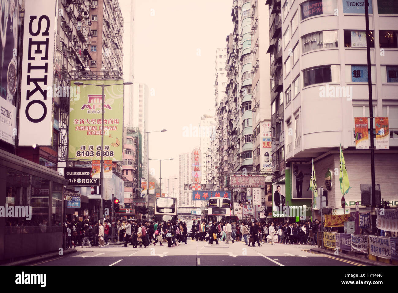 A busy street in Hong Kong, China. Hong Kong is known for its busy ...