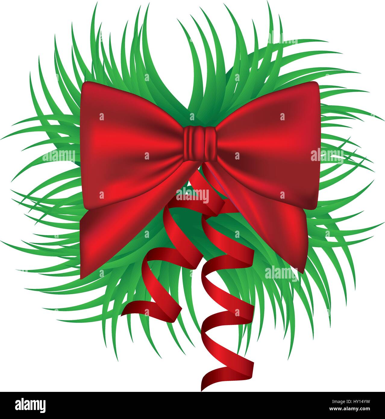 ornament decorative pine arch with silk shiny red ribbon Stock Vector ...