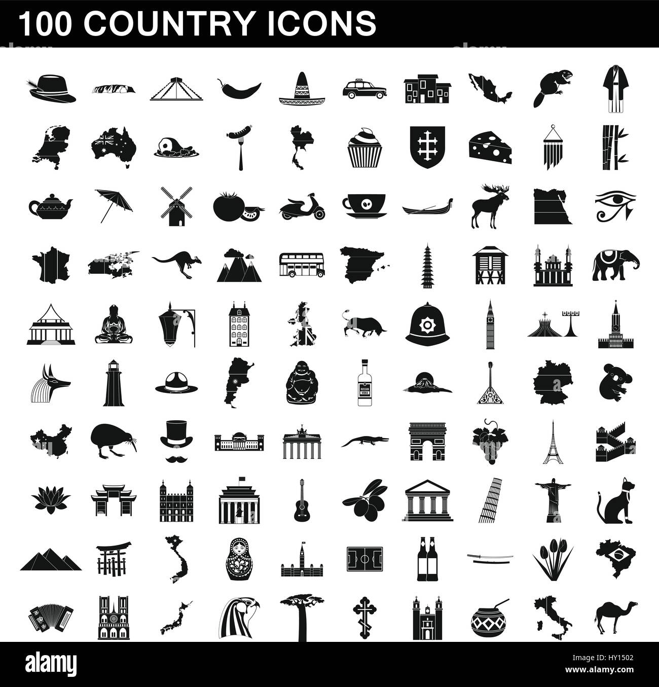 Vector japan country set Black and White Stock Photos & Images - Alamy