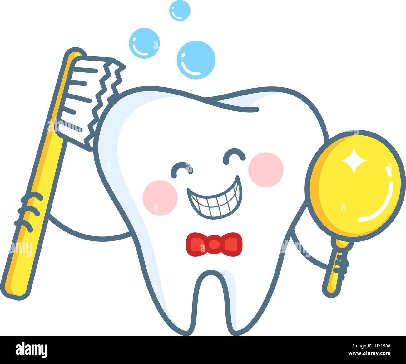 Cartoon Tooth With Toothpaste And Mirror Stock Vector Image & Art - Alamy