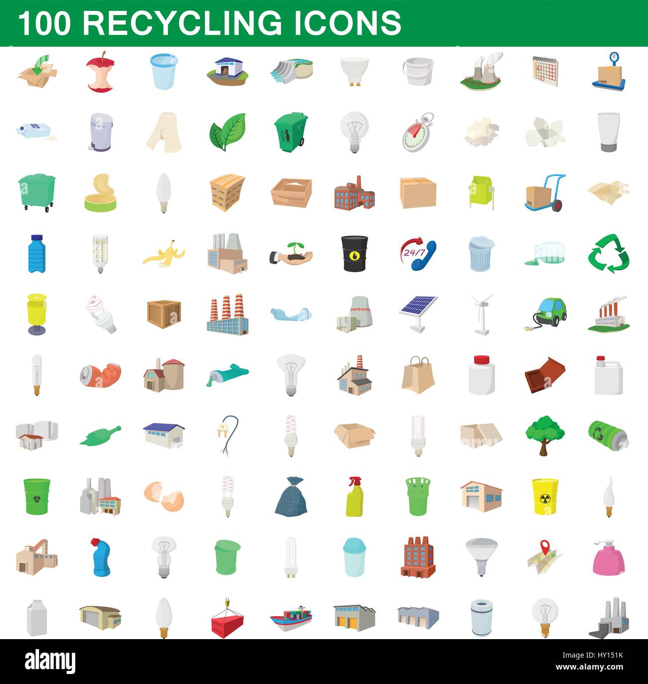 100 recycling set, cartoon style Stock Vector Image & Art - Alamy