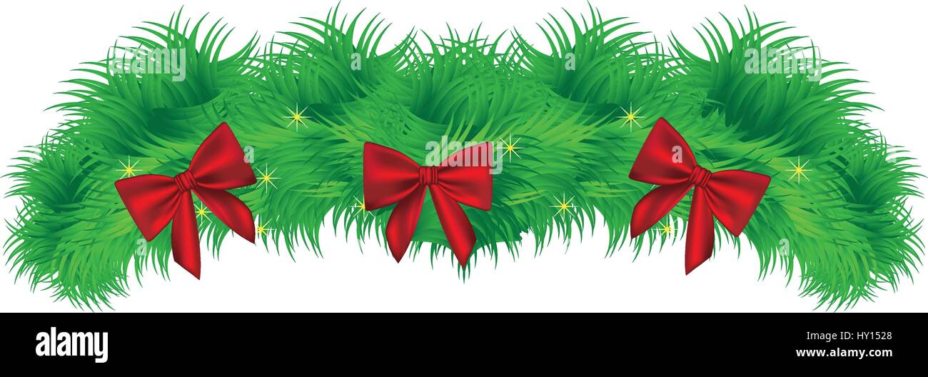 realistic pine arch with red ribbon christmas Stock Vector Image & Art ...