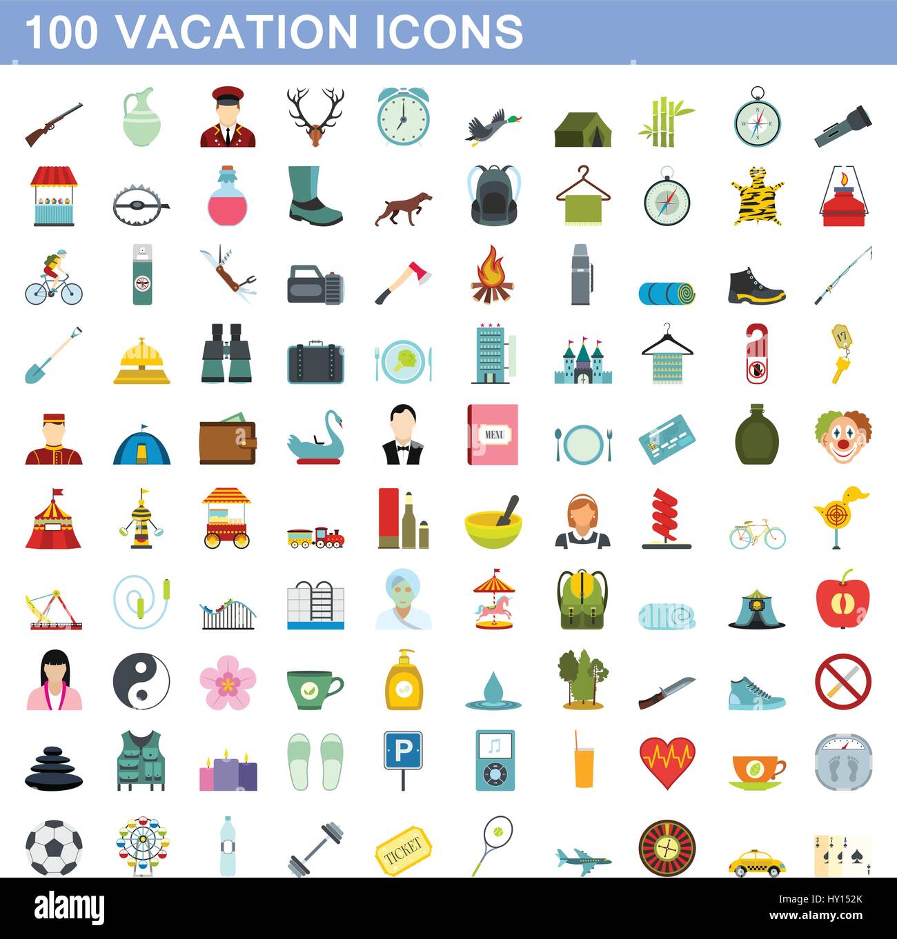 100 vacation icons set, flat style Stock Vector Image & Art - Alamy