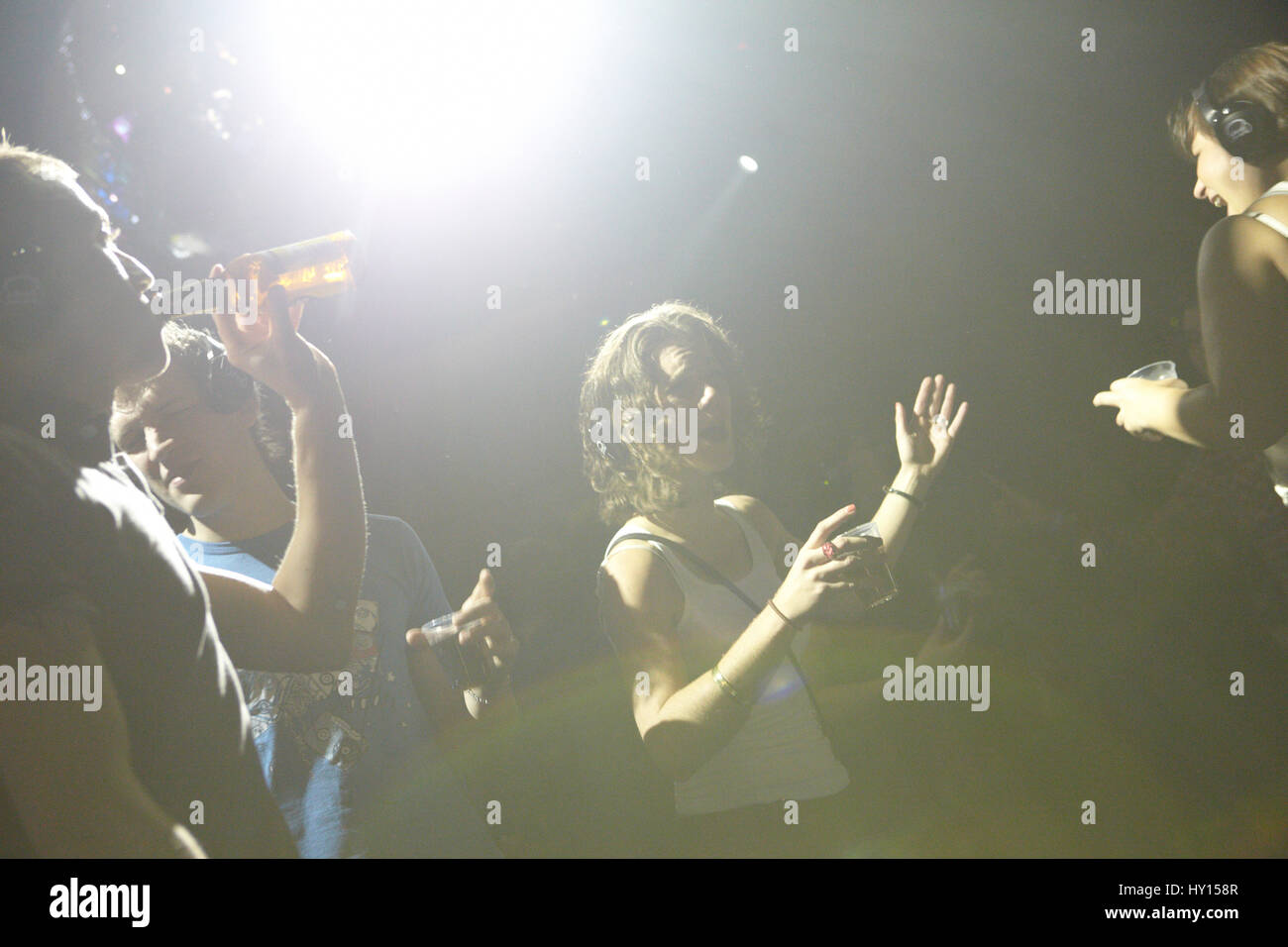 People dancing at a silent disco, SWN festival, Cardiff Stock Photo - Alamy