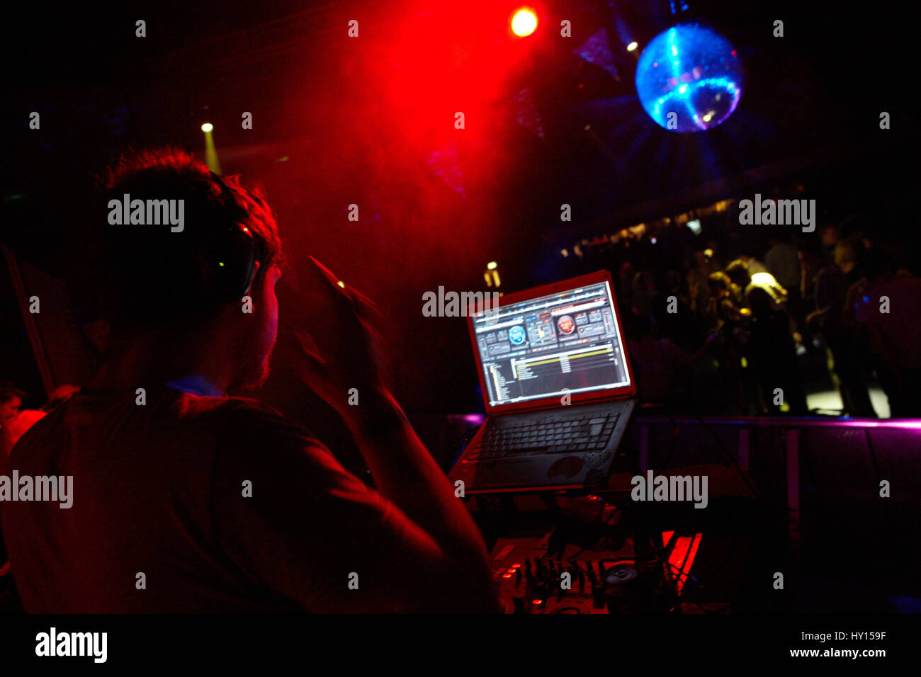 Dj playing in the Dj booth, SWN Silent Disco Festival, Cardiff Stock ...