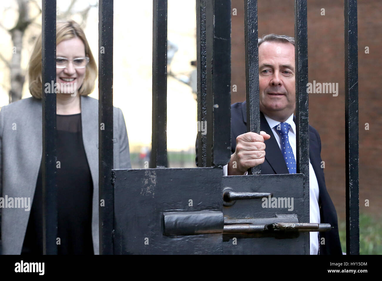 Home secretary amber rudd arriving in downing street hi-res stock ...