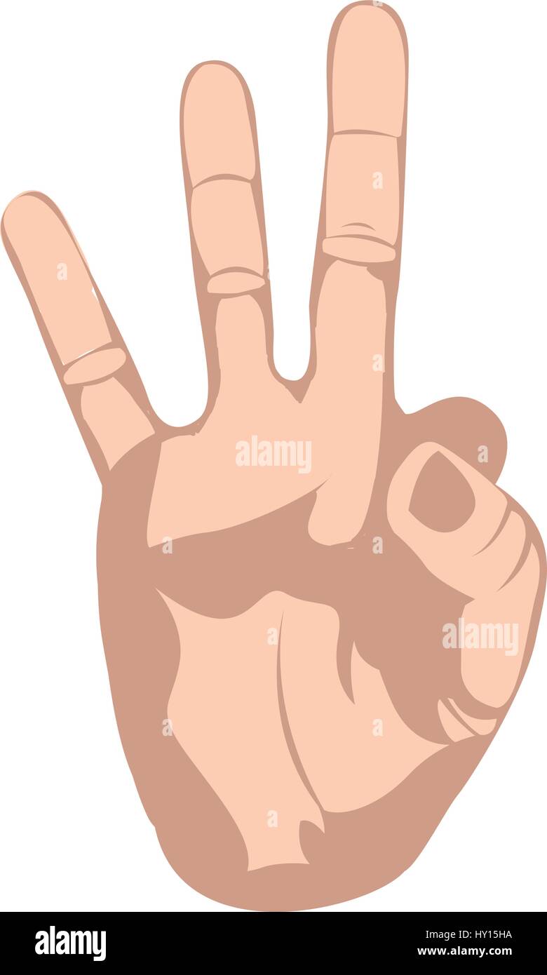 sketch silhouette skin color hand with three fingers symbol Stock ...