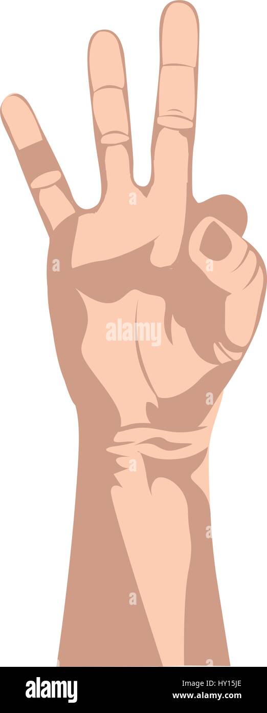 sketch silhouette skin color arm with three fingers symbol Stock Vector ...
