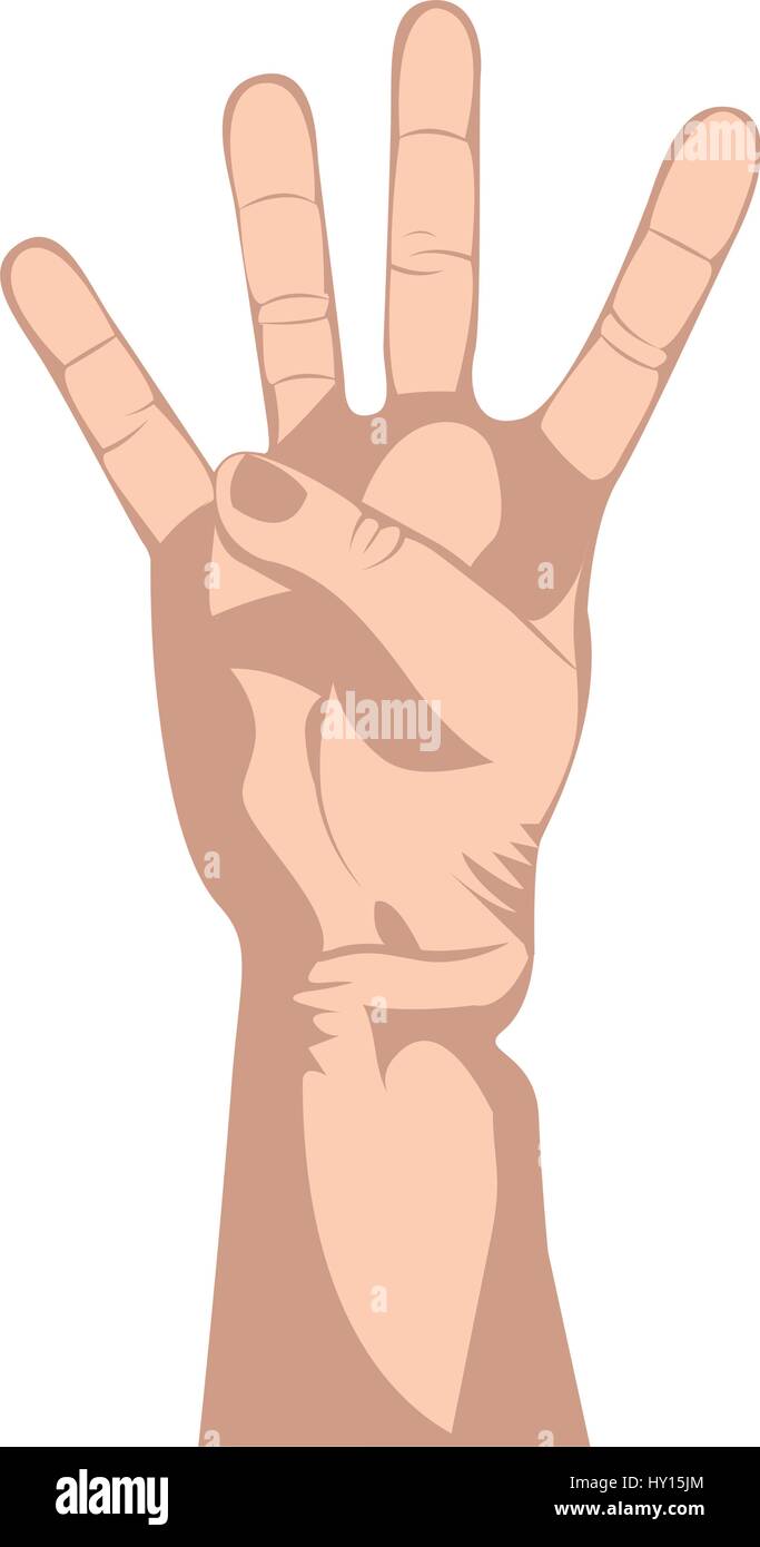 sketch silhouette skin color arm with four fingers symbol Stock Vector ...
