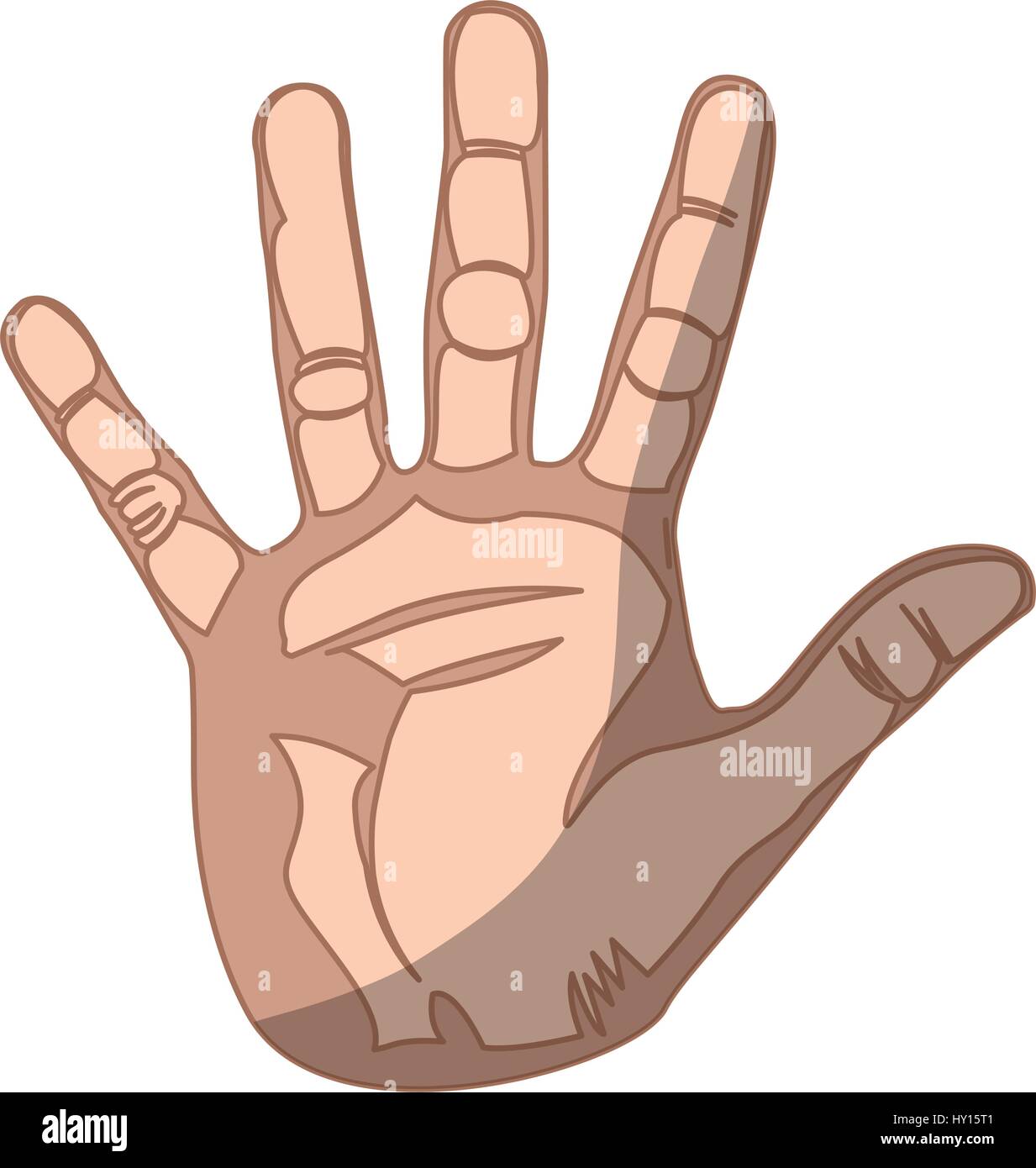 sketch silhouette skin color of hand with open palm in relief Stock ...