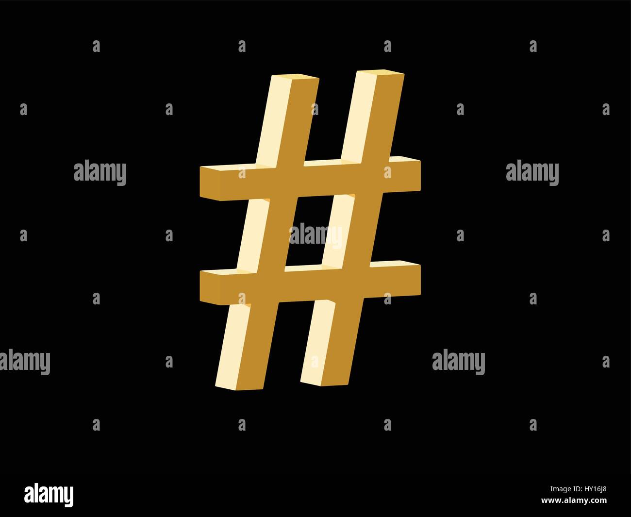 3d hashtag golden symbol vector Stock Vector Image & Art - Alamy
