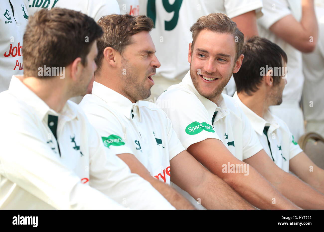 Stuart Broad during the photocall at Trent Bridge, Nottingham Stock ...