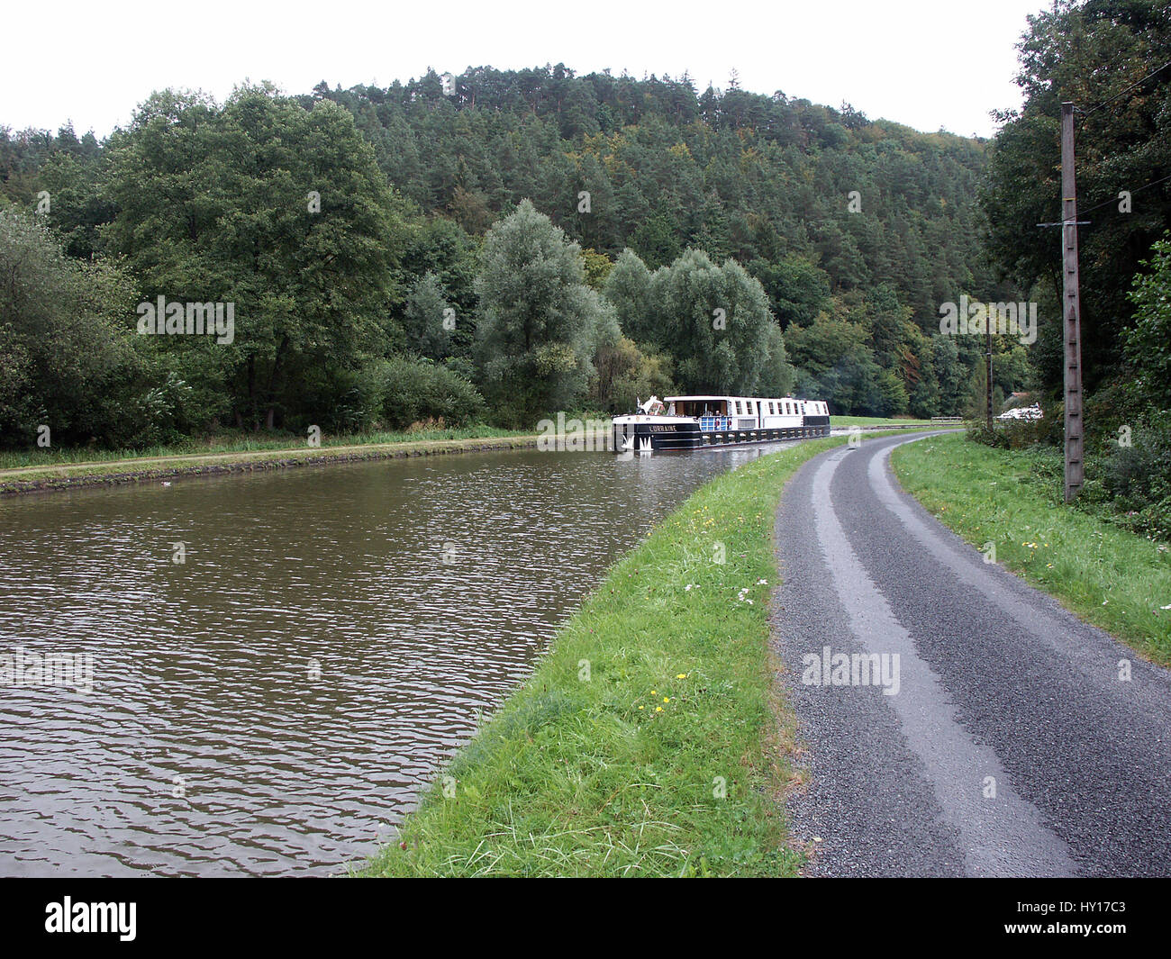 Passenger Barge on a canal in the Vosges Mountains Stock Photo - Alamy