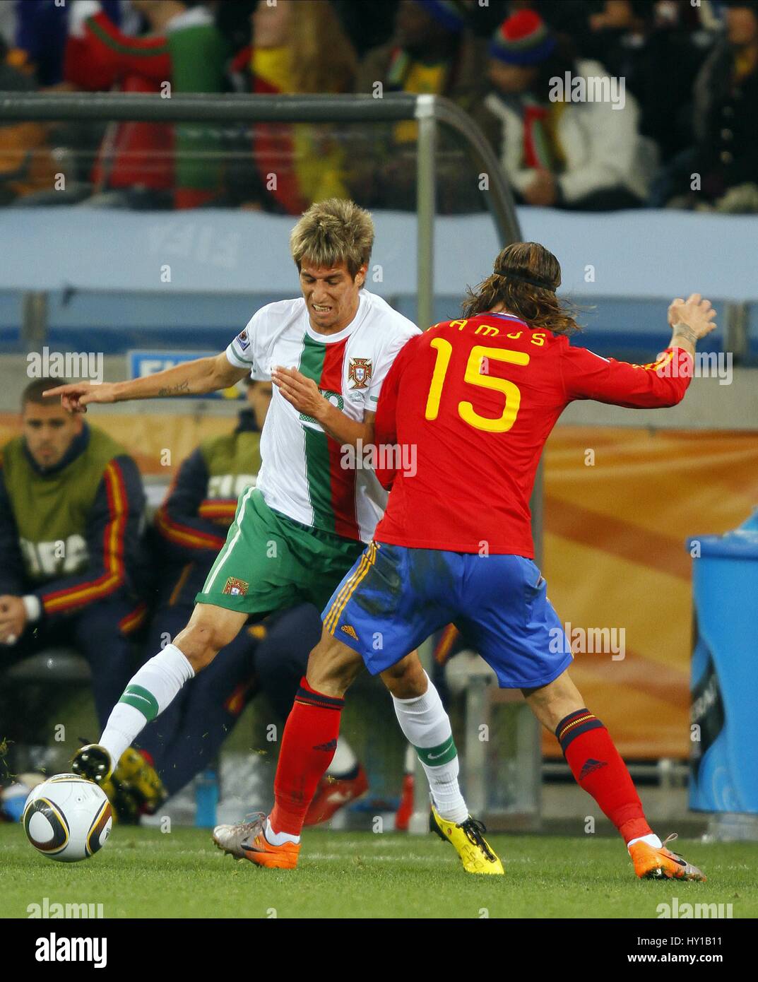 FABIO COENTRAO & SERGIO RAMOS SPAIN V PORTUGAL GREEN POINT STADIUM CAPE ...