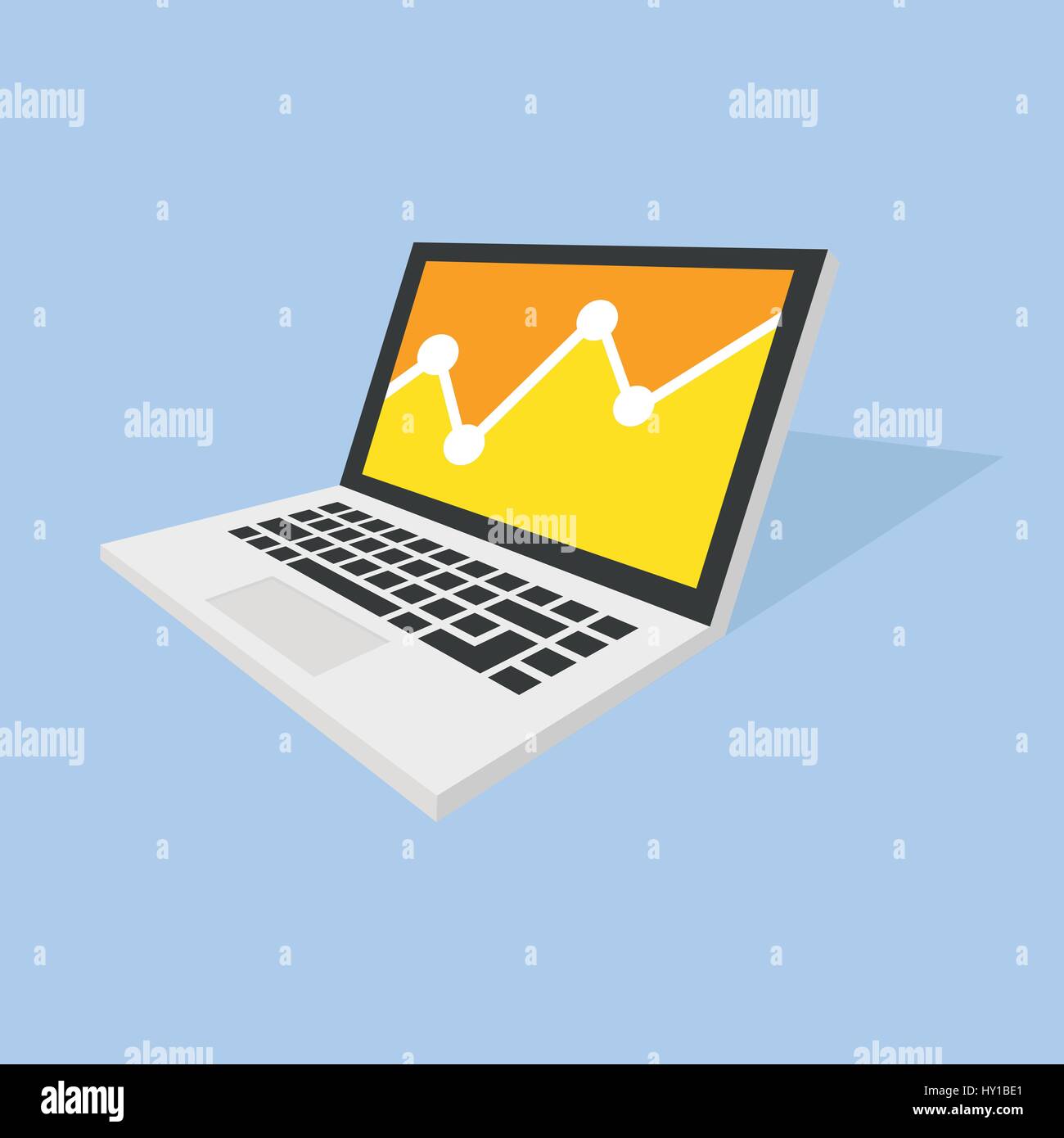 Financial growth graphic inside Isometric Laptop vector illustration ...