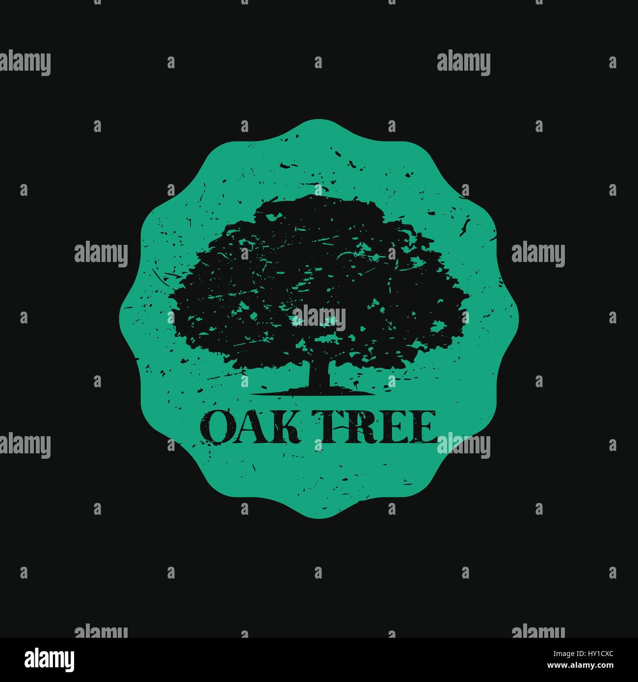 Oak Tree Symbol, Grunge Styled design illustration Stock Vector Image ...
