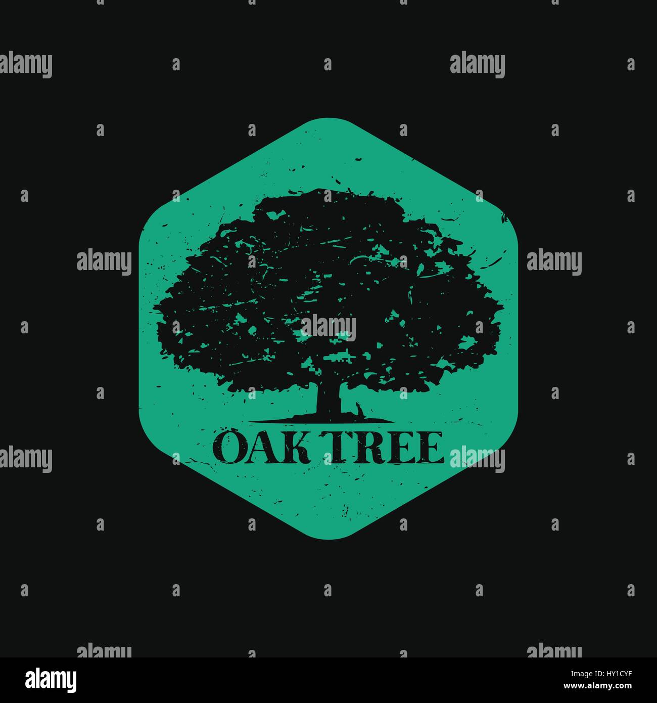 Oak Tree Symbol Grunge Styled Design Illustration Stock Vector Image And Art Alamy