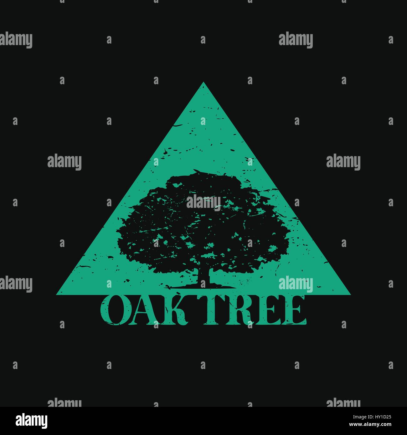Oak Tree Symbol, Grunge Styled design illustration Stock Vector Image ...