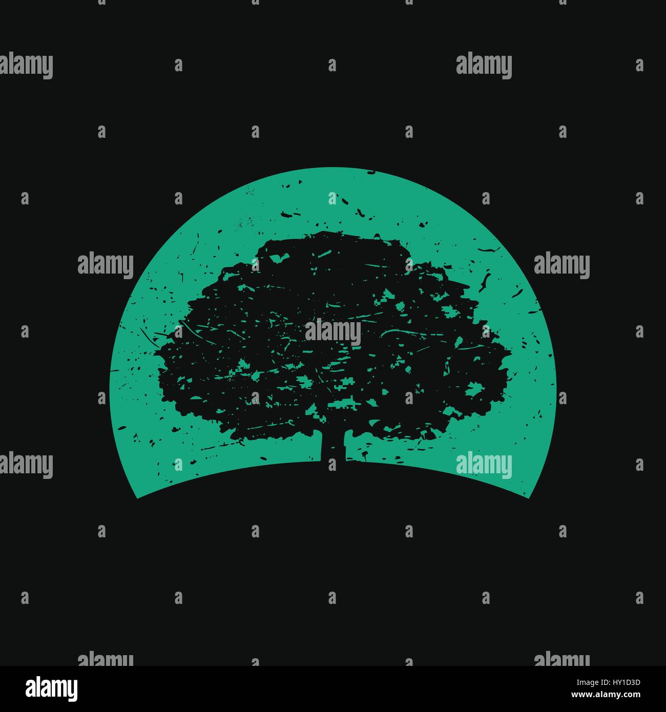 Oak Tree Symbol, Grunge Styled design illustration Stock Vector Image ...